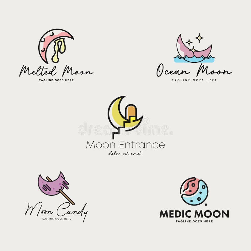 Set of Moon Logo Design Concept for Business Identity Template Stock ...