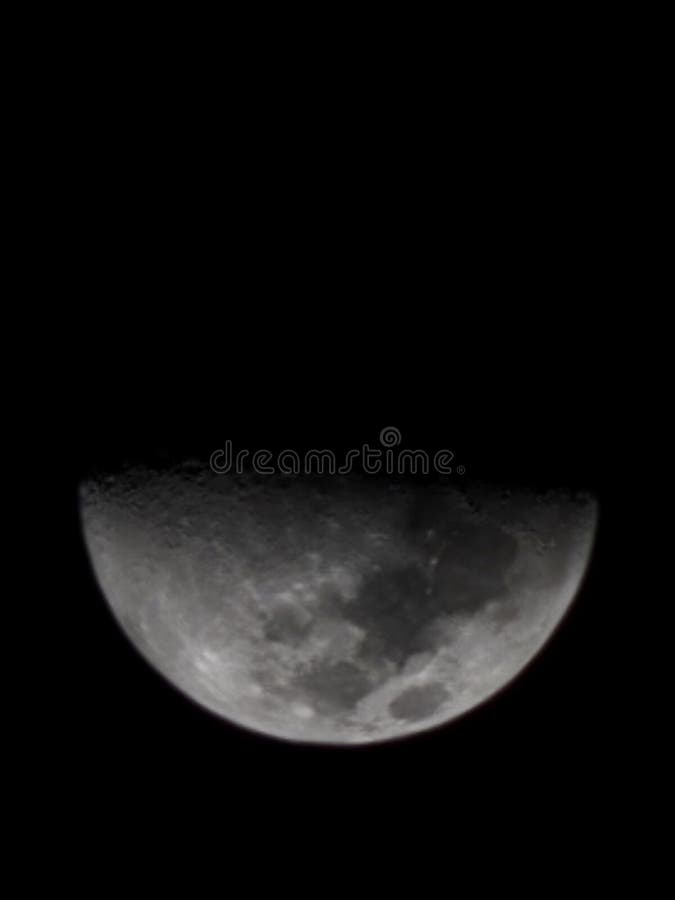 The Moon Looks Semi Circle Illuminating the Night Stock Photo - Image ...