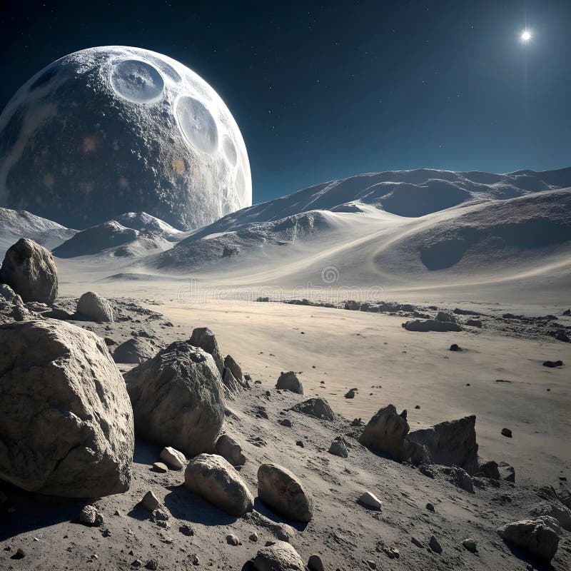 Moon Lunar Landscape Panorama Background Stock Illustration ...