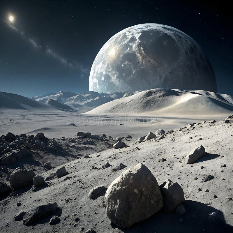 Moon Lunar Landscape Panorama Background Stock Illustration ...