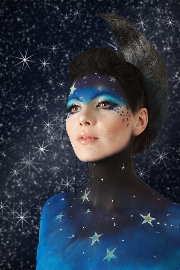 Moon make-up stock image. Image of attractive, human - 24216437