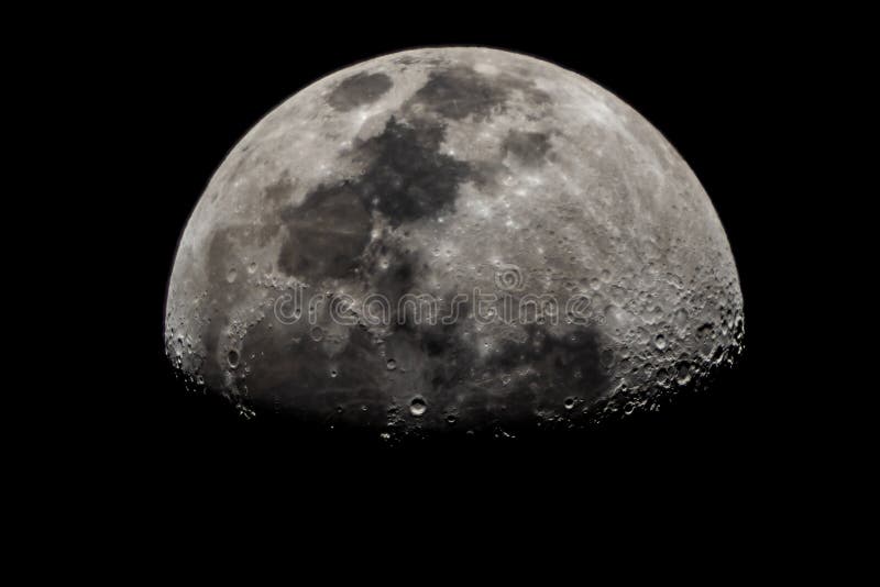The moon, March 16, 2019 stock image. Image of detail - 205624411