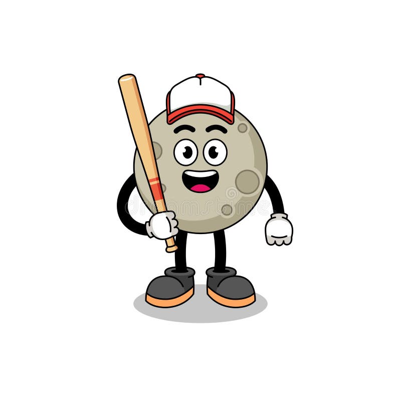 Moon Mascot Cartoon As a Baseball Player Stock Vector - Illustration of ...