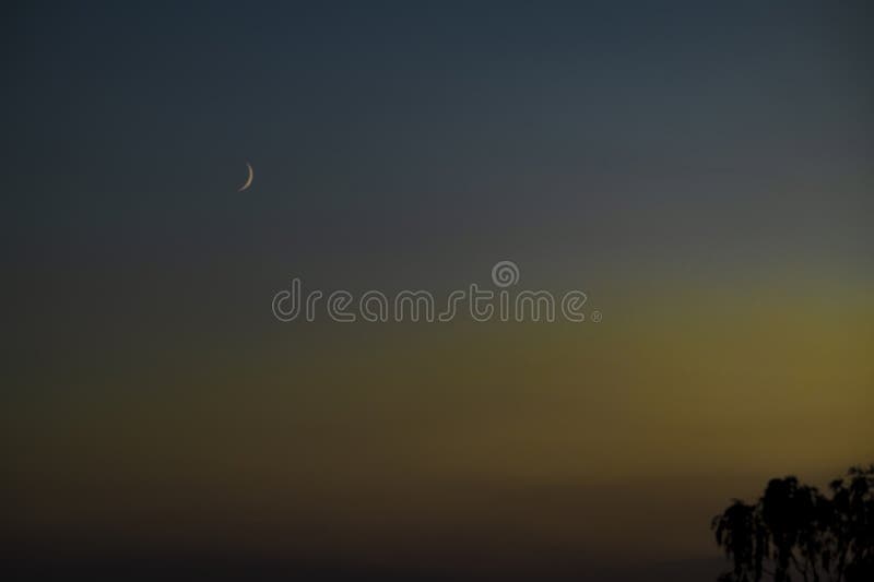 Moon in Middle of Summer after Color Sunset on Dark Sky Stock Photo ...
