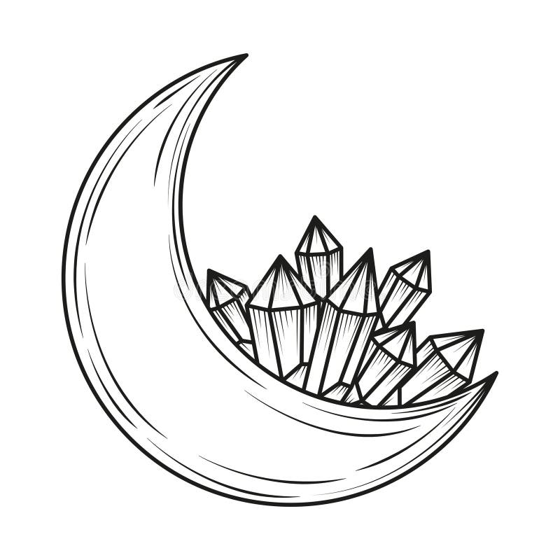 Moon minimalist tattoo stock vector. Illustration of crystal - 272091652