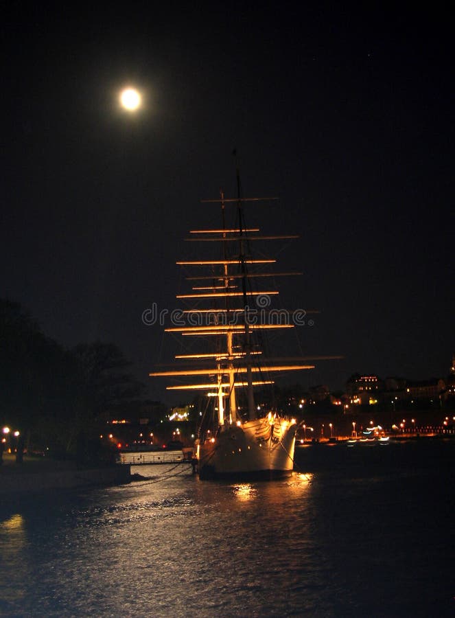 Moon stock image. Image of moon, night, tourboat, nautical - 82414427