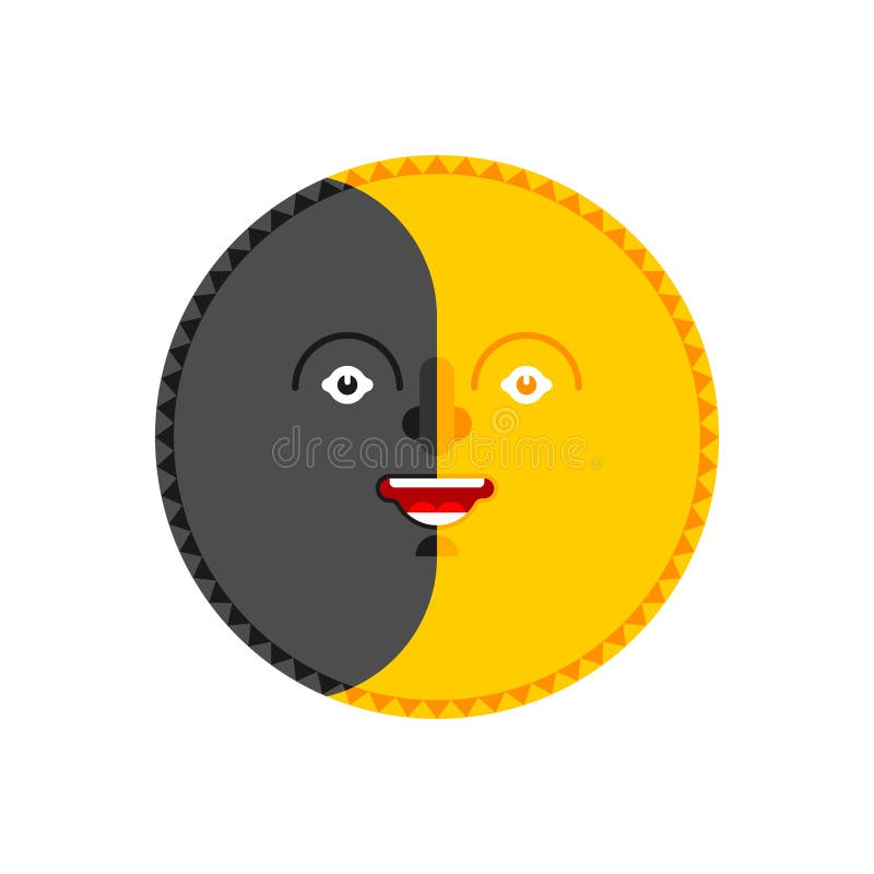 Moon Month with Face Folk Symbol Isolated. Vector Illustration Stock ...