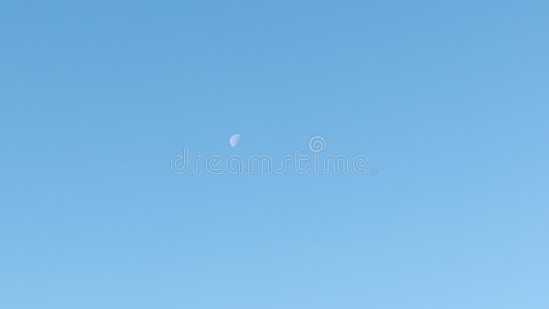 The Moon in the Morning Bright Blue Sky Stock Photo - Image of nature ...