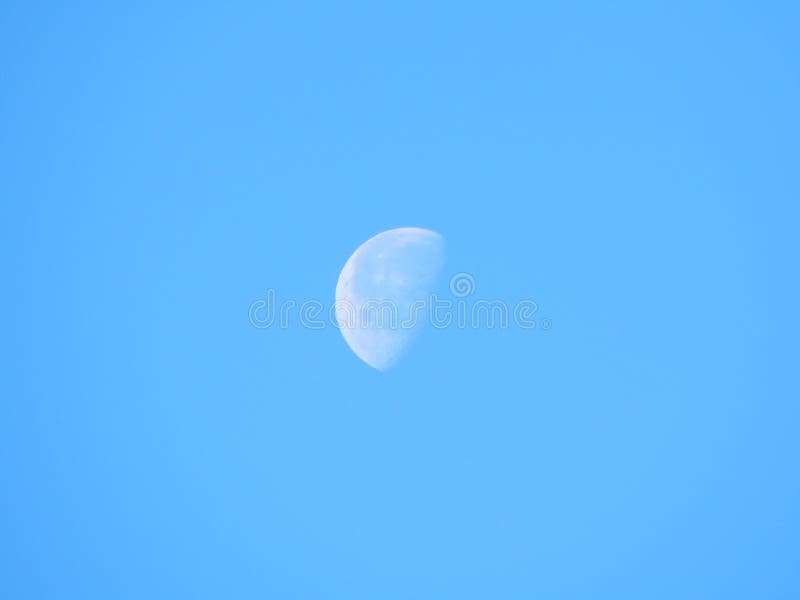 Moon in the Morning Clear Blue Sky Stock Image - Image of morning ...