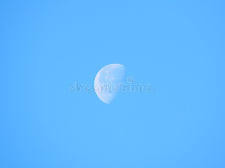 Moon in the Morning Clear Blue Sky Stock Image - Image of morning ...
