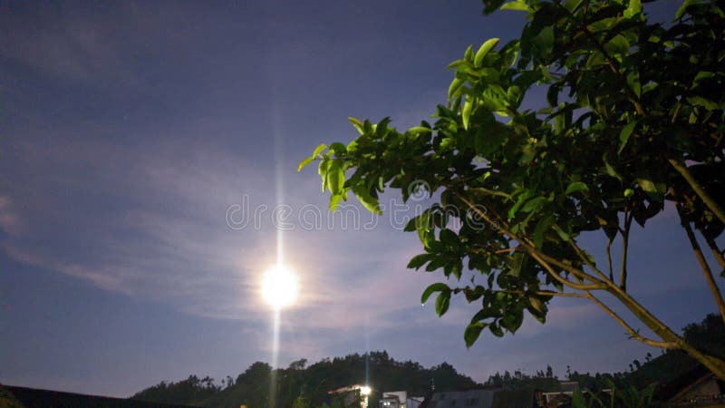 The Moon at 05:20 in the Morning Still Shines Brightly Stock Photo ...