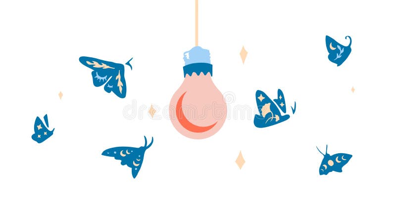 Isolated Swarm of Butterflies and Moths Flying Towards the Light. Stock ...