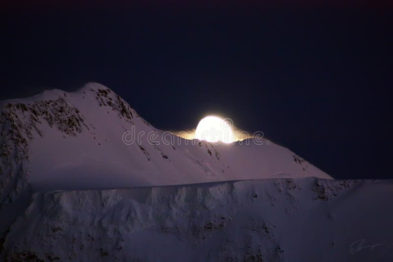 Moon and Mountain stock image. Image of ridge, glacier - 10258149