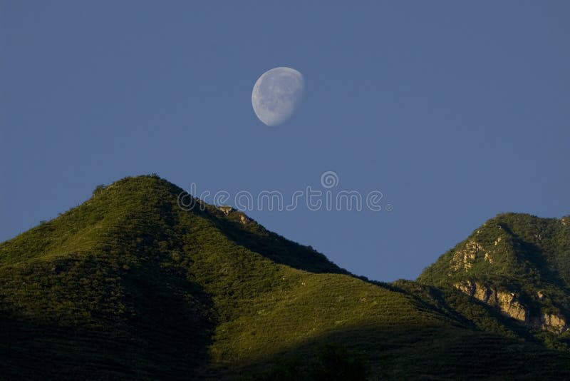 Moon and Mountain stock photo. Image of peaceful, blue - 5313298