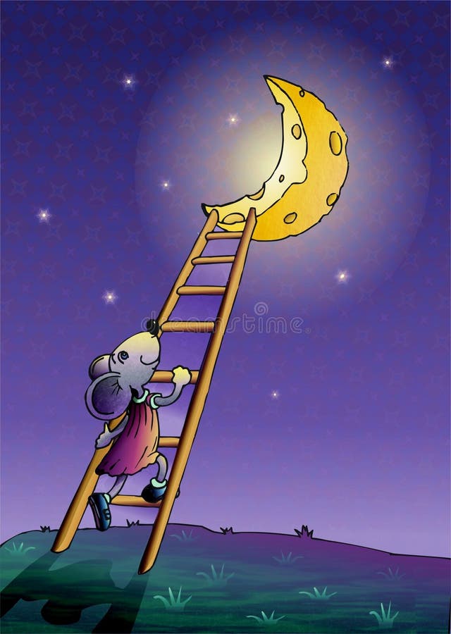 Moon and mouse stock illustration. Illustration of stairs - 21769477