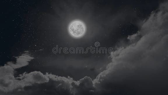 Moon Moving in the Night Sky with Stars and Clouds Stock Image - Image ...