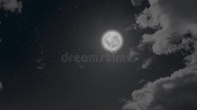 Moon Moving in the Night Sky with Stars and Clouds Stock Photo - Image ...