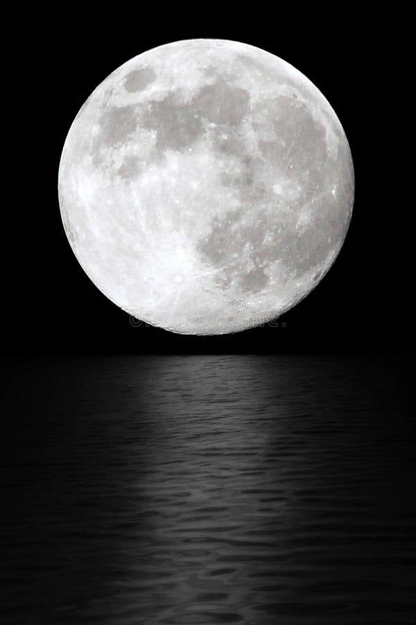 Moon at Night in the Black Sky. the Reflection of Moonlight in the ...