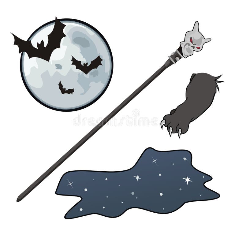 Moon, night, cane and paw stock vector. Illustration of night - 27195526