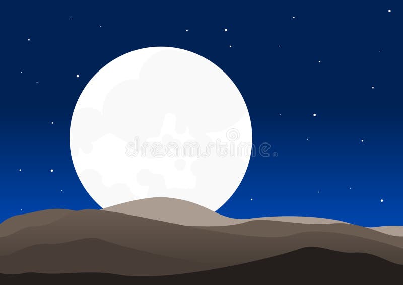 Moon in the Night Vector Illustration Stock Vector - Illustration of ...