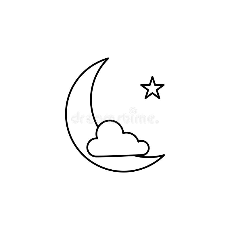 Moon, Night, Moonlight, Midnight Thin Line Icon Vector Illustration ...