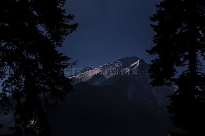 Moon Night in the Mountains Stock Image - Image of mountains, black ...