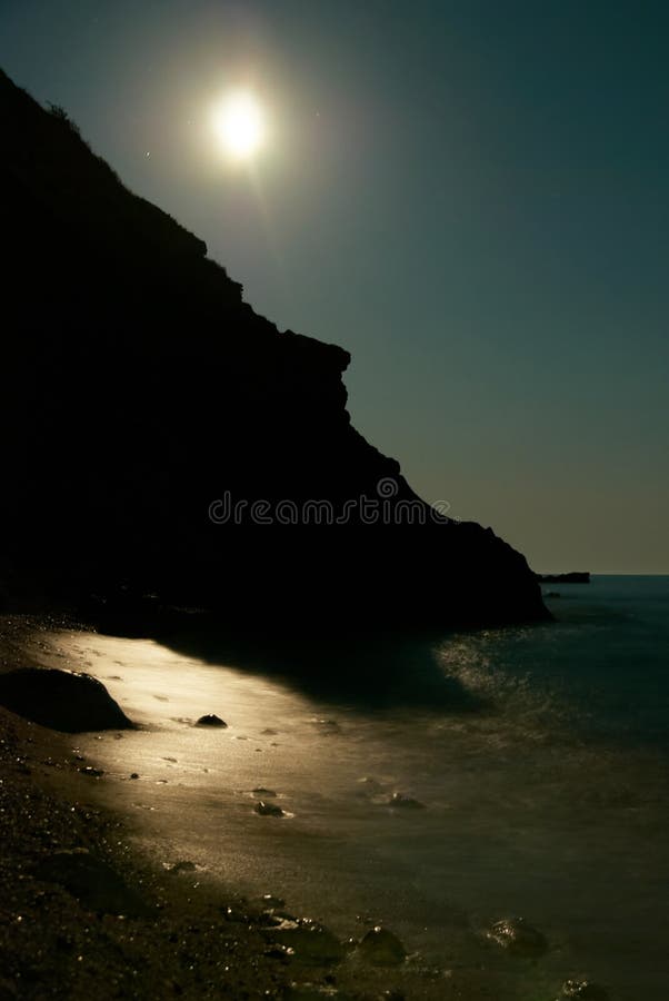 Moon night on the sea stock photo. Image of light, coast - 30365866