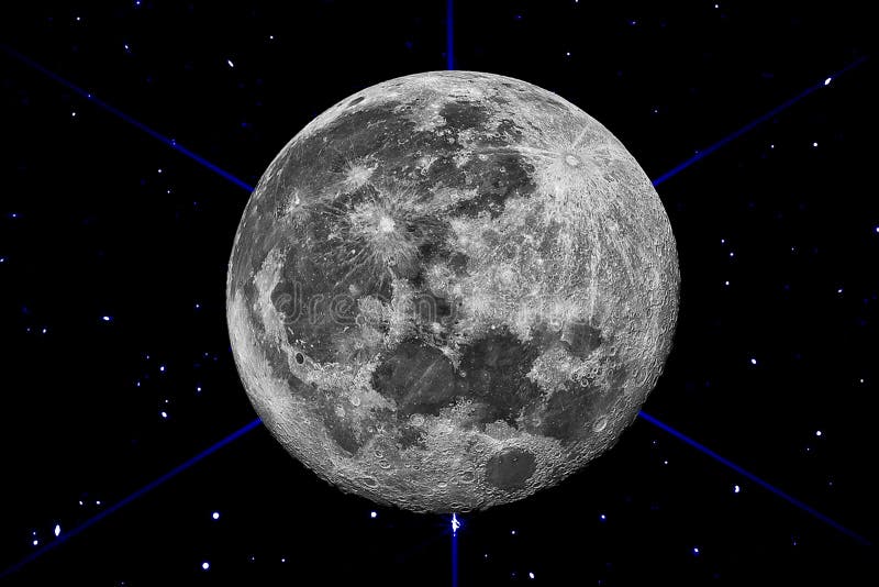 The Moon in the Night Sky Close-up. 3D Rendering Stock Photo - Image of ...