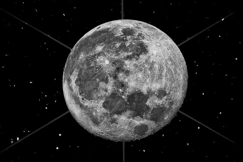 The Moon in the Night Sky Close-up. 3D Rendering Stock Image - Image of ...