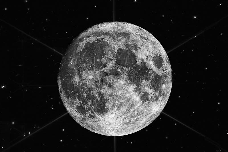 The Moon in the Night Sky Close-up. 3D Rendering Stock Image - Image of ...