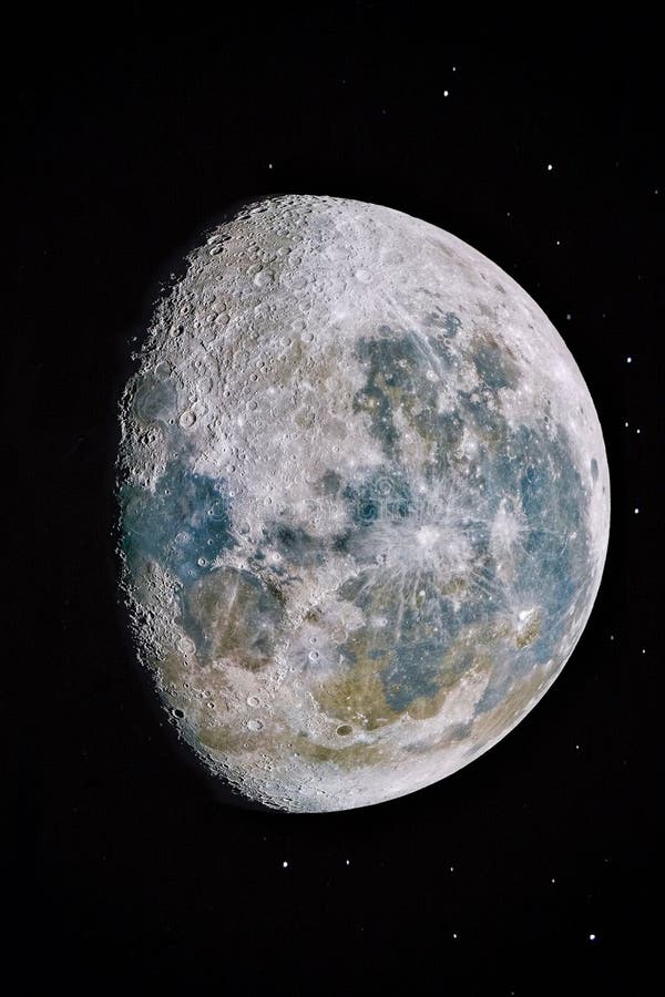 The Moon in the Night Sky Close-up. 3D Rendering Stock Photo - Image of ...