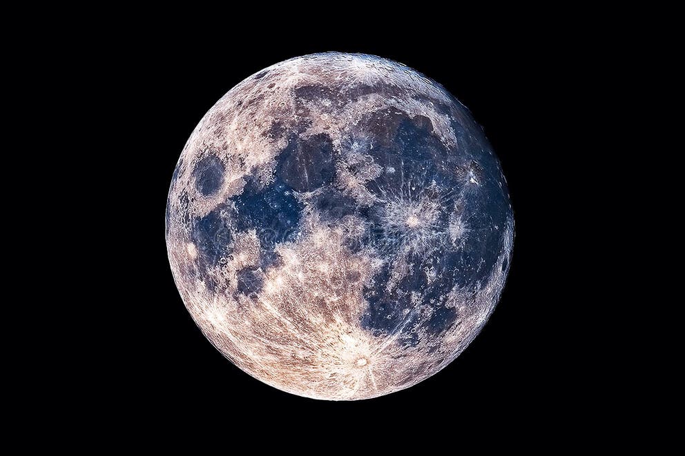 The Moon in the Night Sky Close-up. 3D Rendering Stock Illustration ...