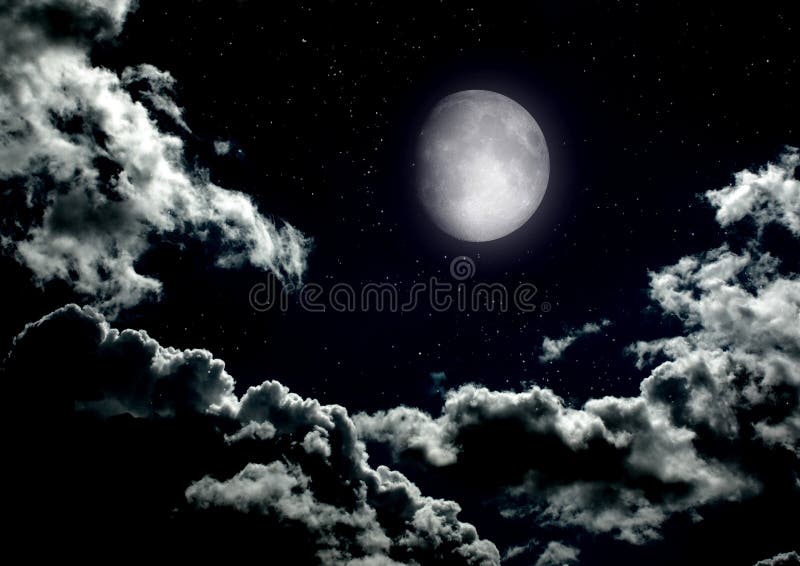 The moon in the night sky stock illustration. Illustration of dark ...