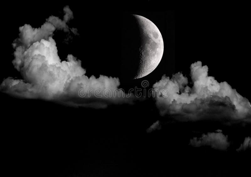 The moon in the night sky stock illustration. Illustration of satellite ...
