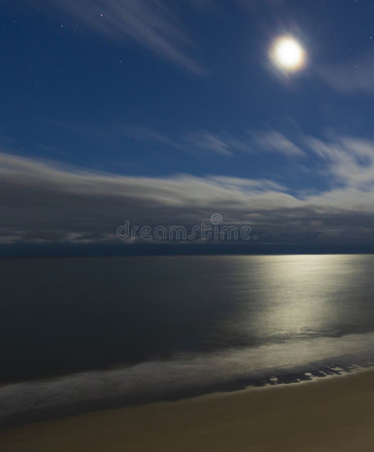Moon in the Night Sky at Myrtle Beach Stock Photo - Image of light ...