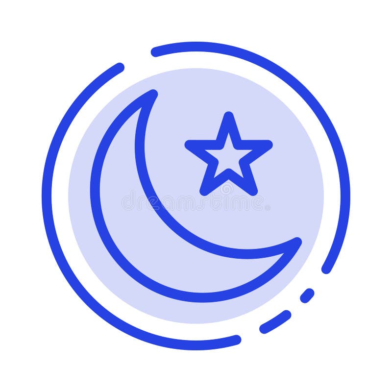 Moon, Night, Star, Night Blue Dotted Line Line Icon Stock Vector ...