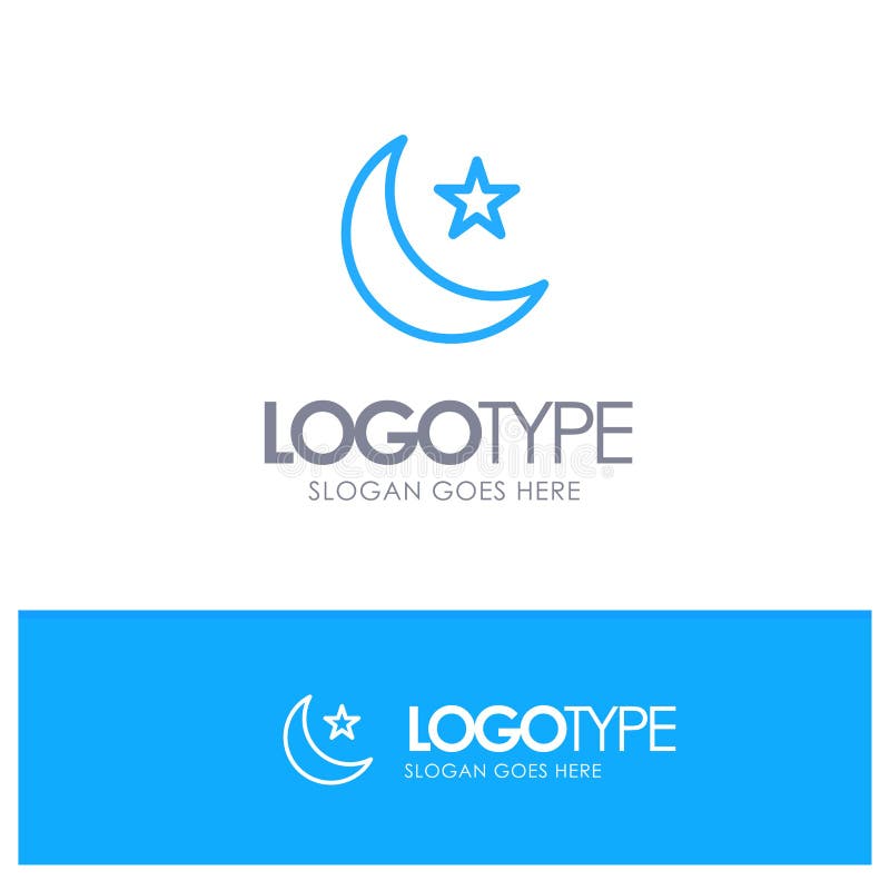 Moon, Night, Star, Night Blue Outline Logo Place for Tagline Stock ...