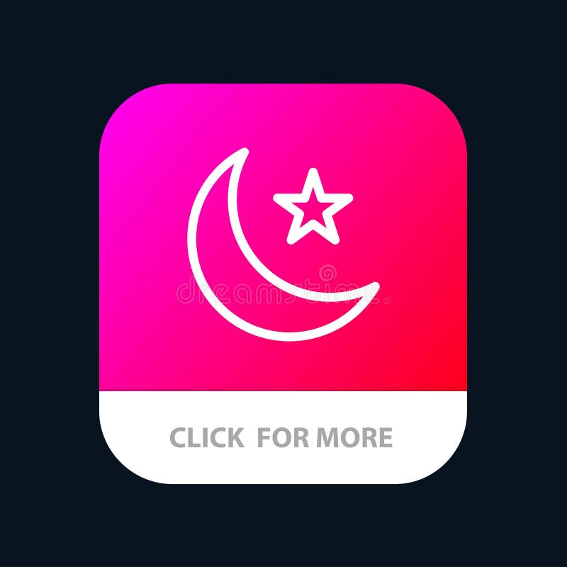 Moon, Night, Star, Night Mobile App Button. Android and IOS Line ...