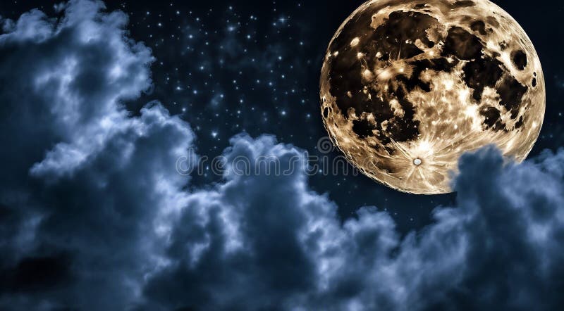 Moon in the Night with Stars and Cloud Moon View at the Night Beautiful ...