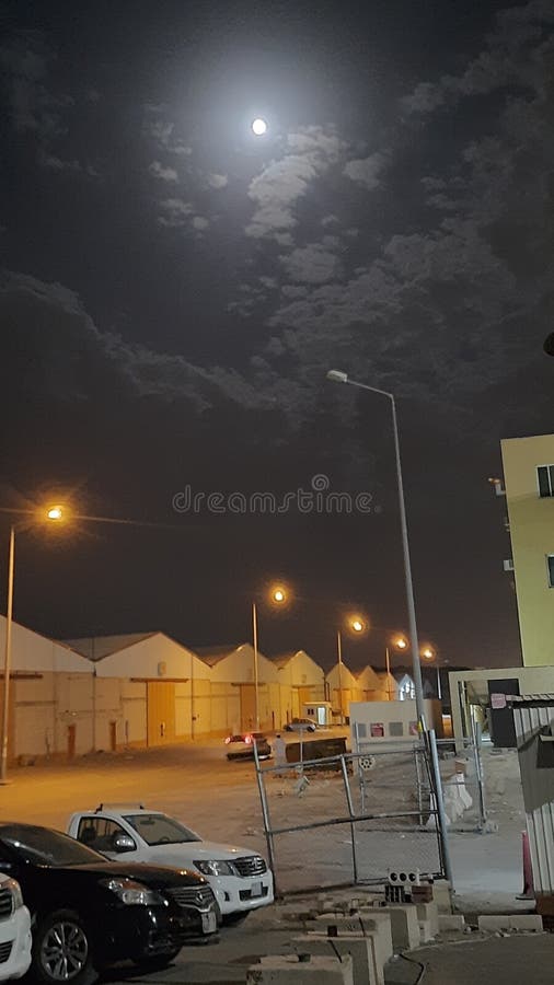 Moon in night stock image. Image of landmark, downtown - 219798553