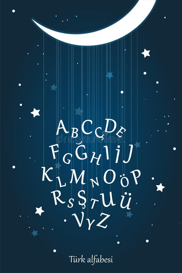 Turkish Moon Night Alphabet for Kids Education. Stock Vector ...