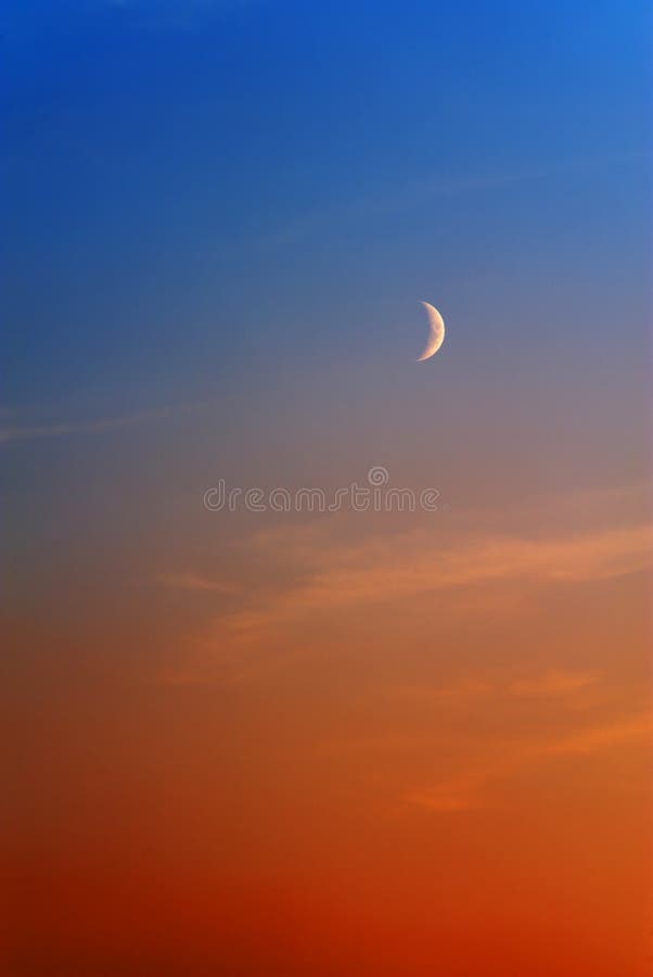Moon on orange blue sky stock photo. Image of blue, sunset - 11161480