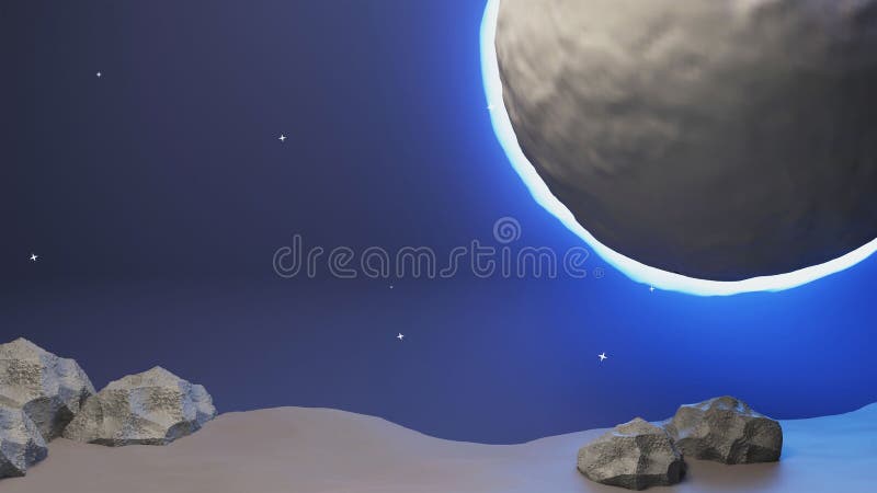 Moon Outer Space Background with Stones in Blue and Gray Stock ...