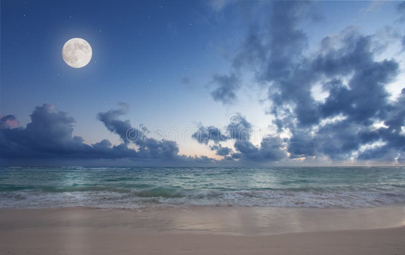 Moon over the beach stock photo. Image of scenic, pacific - 19645338