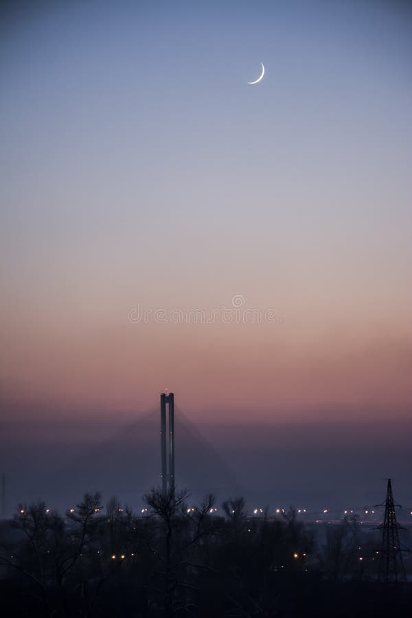Moon stock photo. Image of trees, bridge, evening, beautiful - 47418438