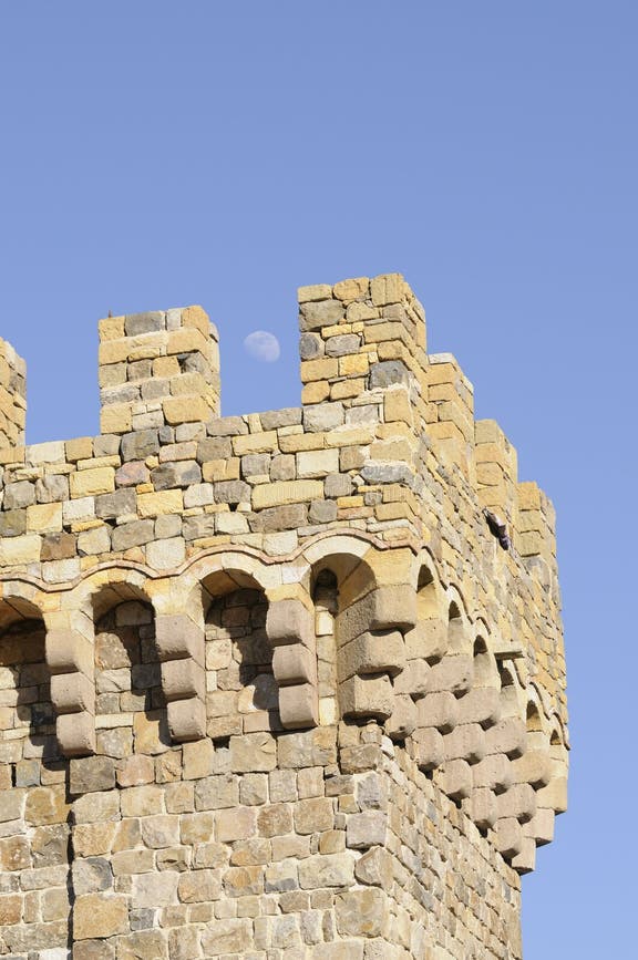 Moon over Castle tower stock image. Image of conical, arched - 4490823