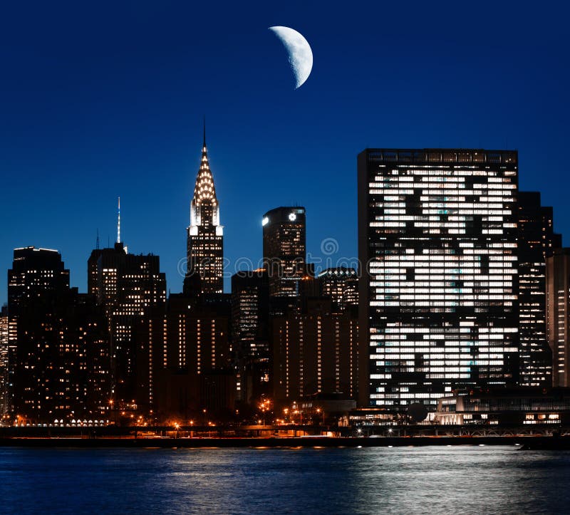 Manhattan at moon light stock image. Image of manhattan - 36477371