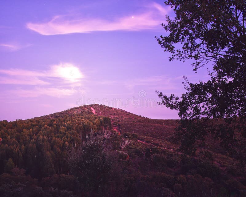 Moon over mountain stock image. Image of beautiful, light - 242353929