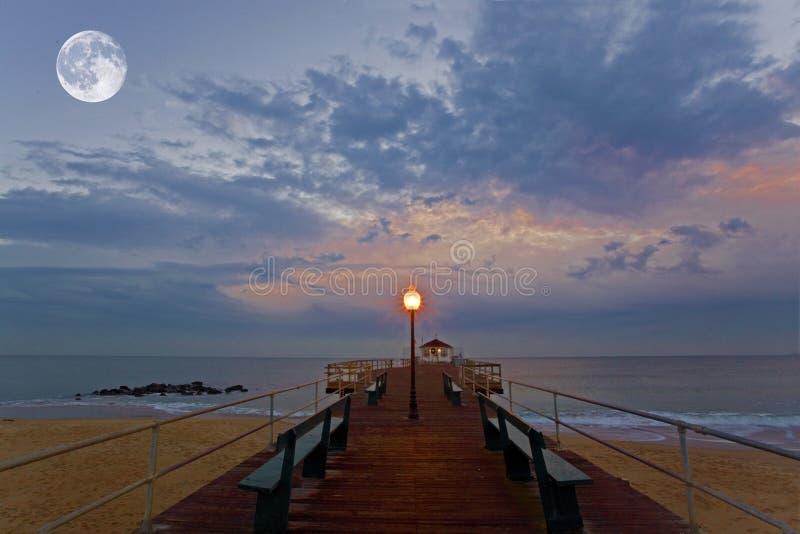 Moon Over the New Jersey Shore Stock Image - Image of road, residential ...