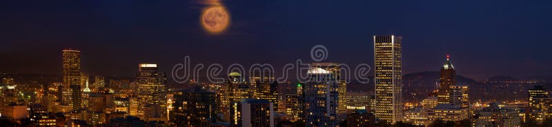 Denver Skyline with Moon stock image. Image of denver - 35500927